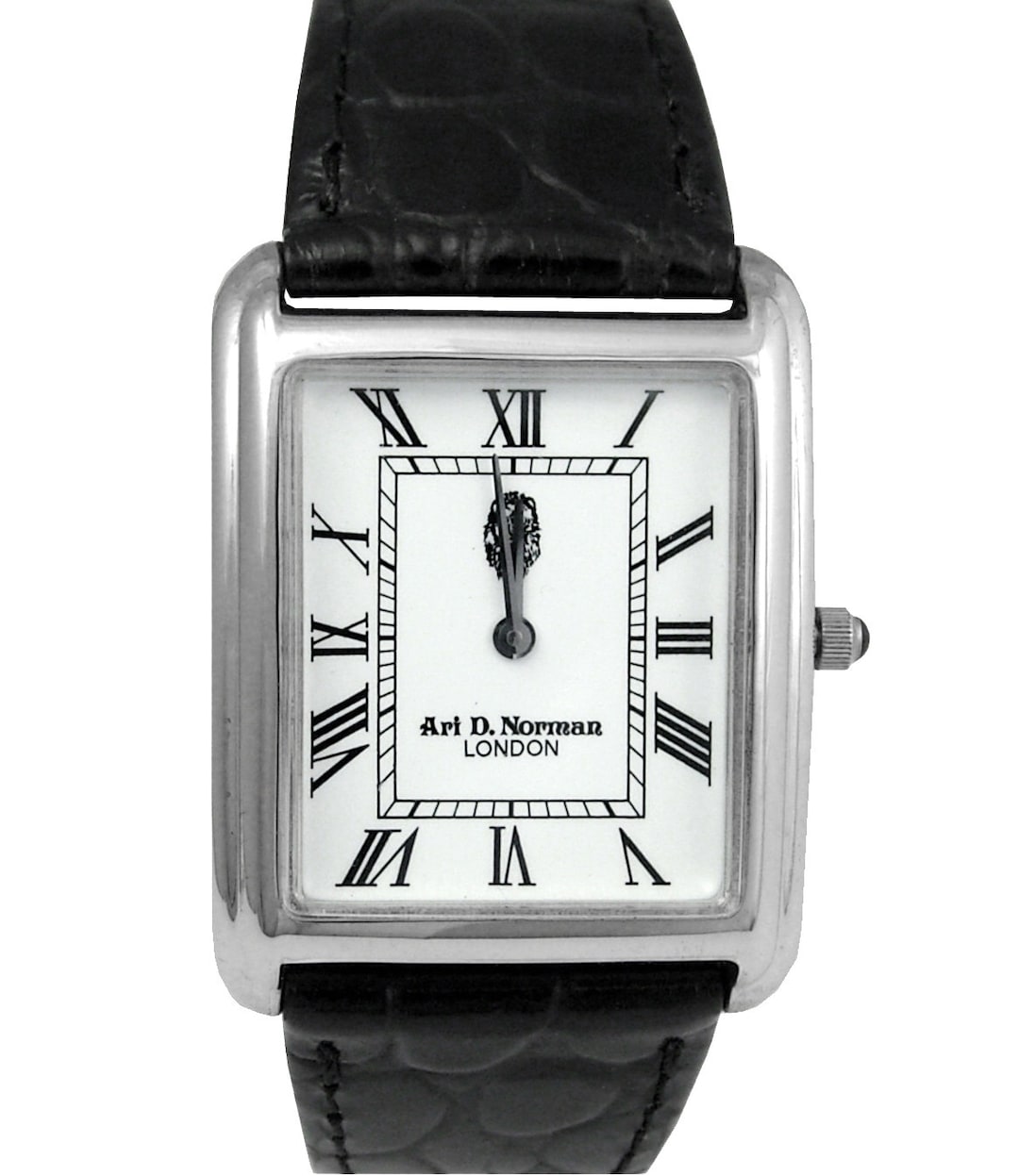 Sterling Silver Unisex Watch, Black Leather Strap, Onyx Winder - Etsy