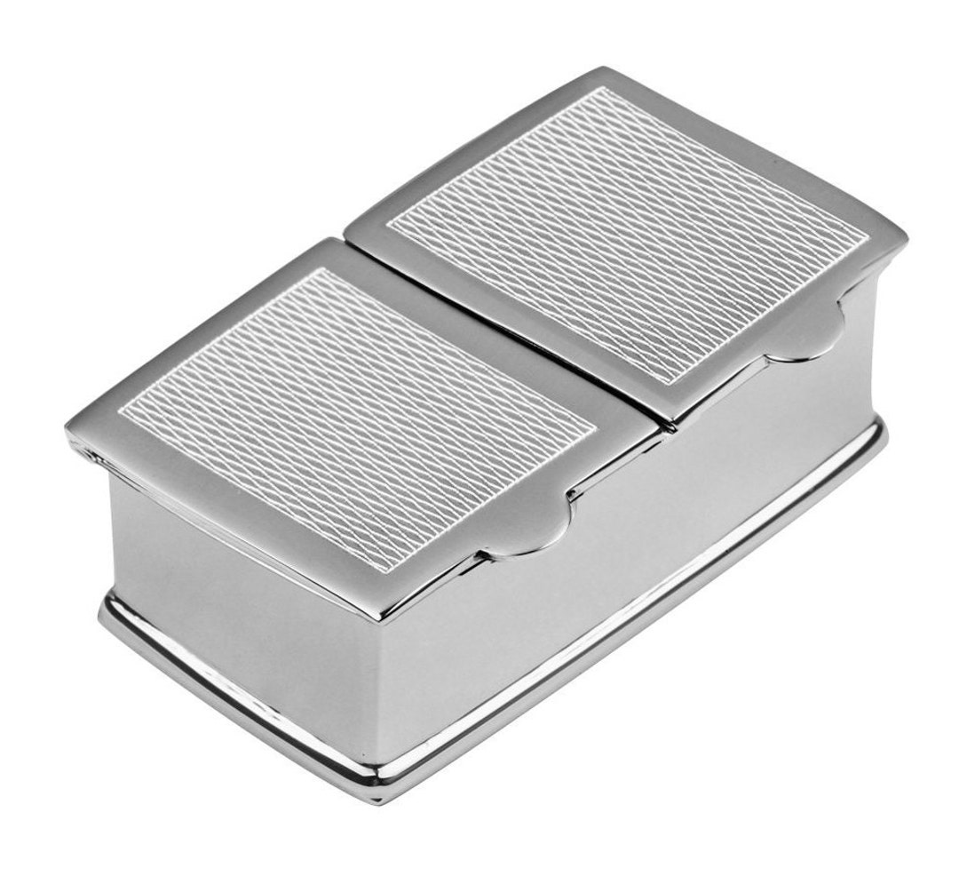 Two Compartment Engine Turned Rectangular Pill Box 925 Sterling Silver ...