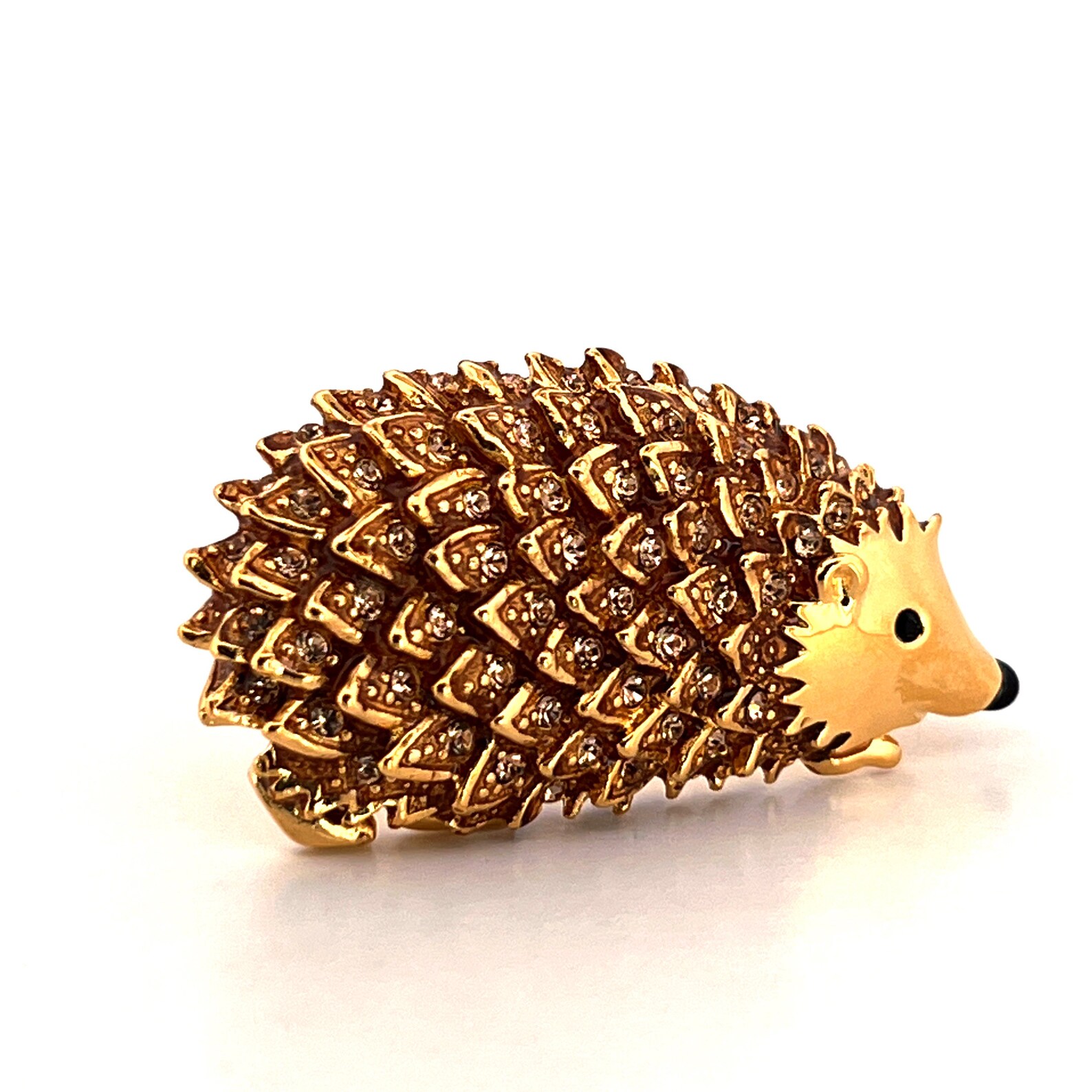 Hedgehog Pin Brooch Gold Plated Metal Alloy Set With Sparkling Czech ...