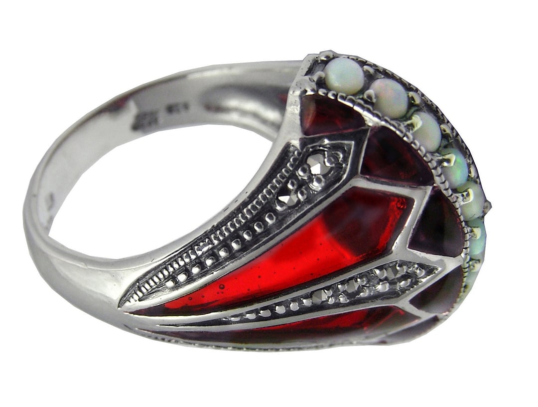 Elegant Ring Elizabethan Style 925 Sterling Silver English Hallmarks ...