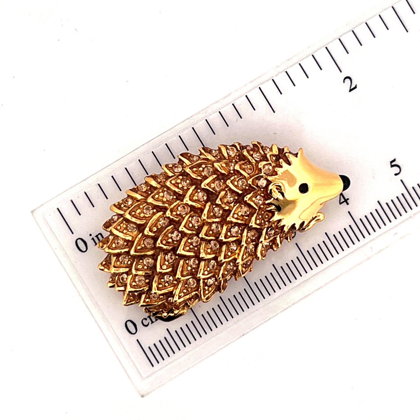 Hedgehog Pin Brooch Gold Plated Metal Alloy Set With Sparkling Czech ...