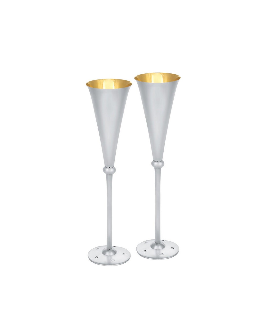 Pair of Champagne Flutes 925 Sterling Silver English Hallmarks by ...