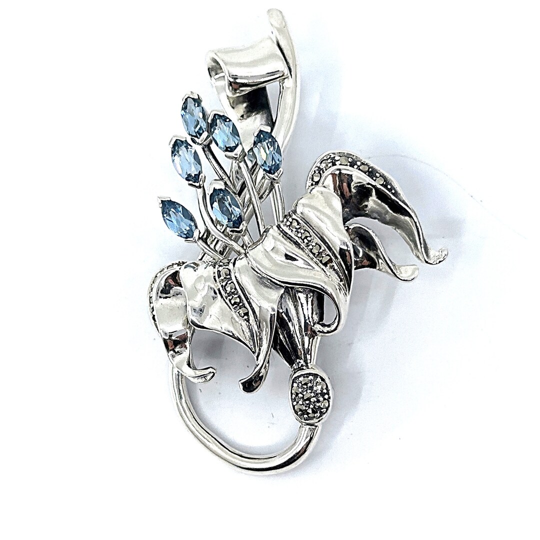 Floral Brooch Pin Art Nouveau Style Sterling Silver 925 British ...
