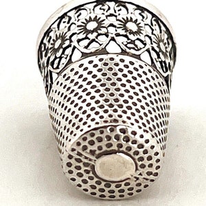 Floral Pattern Victorian Style Thimble Sterling Silver 925 English ...