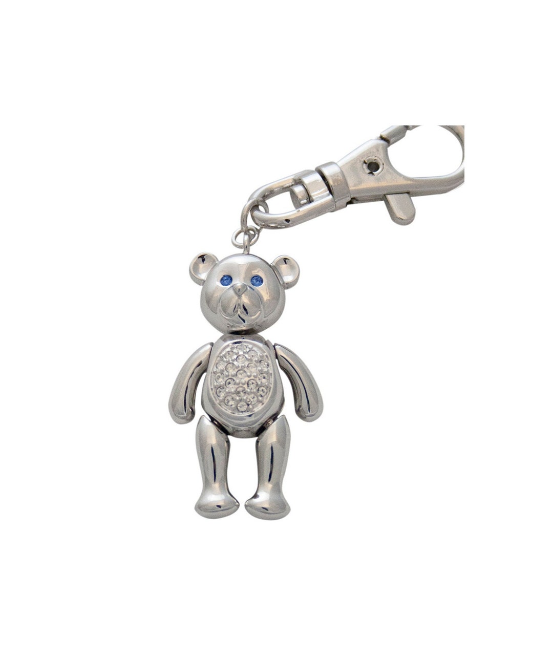Moving Teddy Key Ring / Bag Charm Rhodium Plated Metal Alloy Set With ...