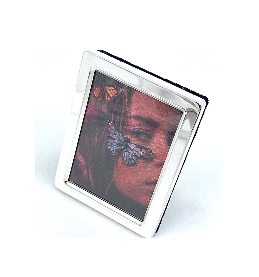 Plain Photo Frame 925 Sterling Silver English Hallmarks With Blue ...