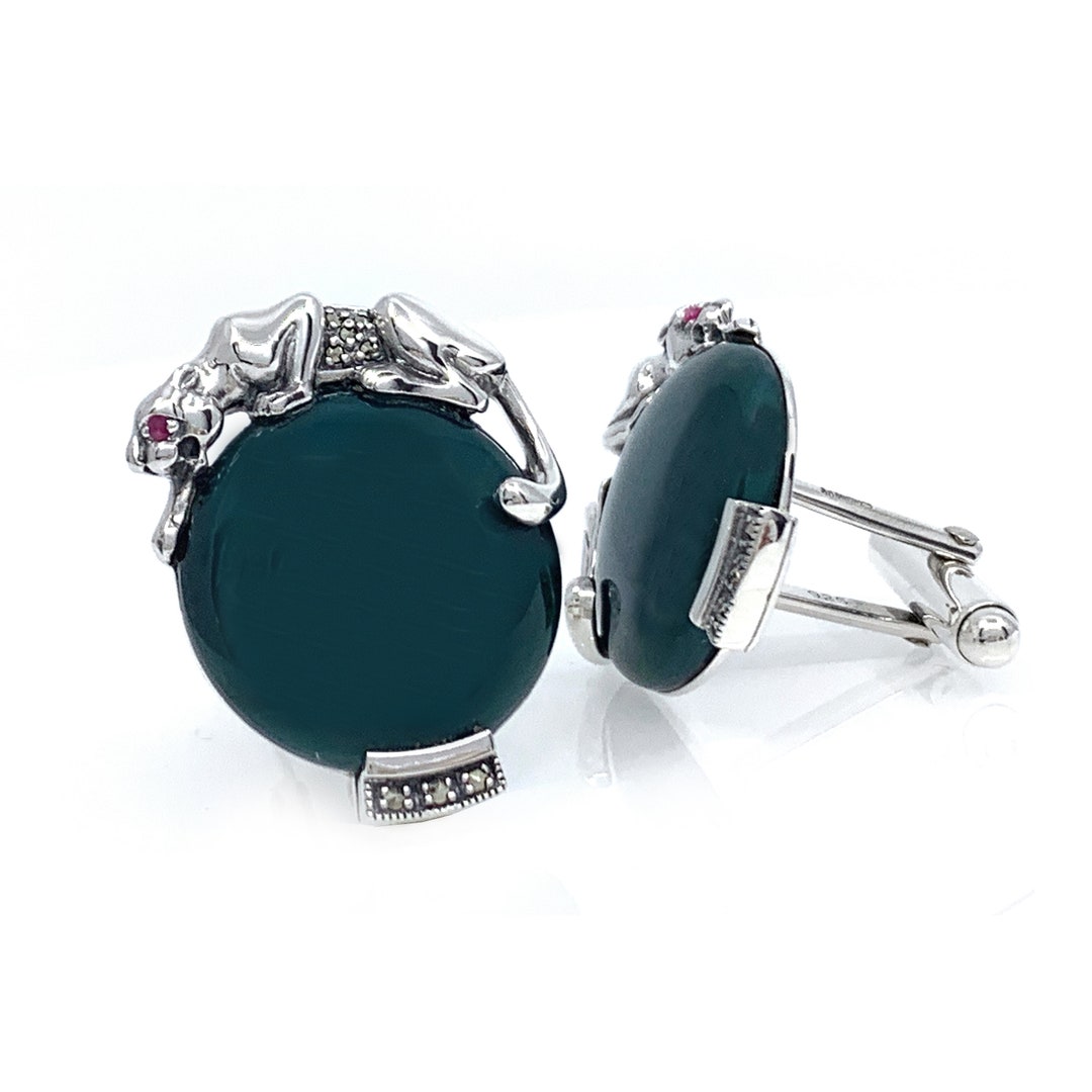 Panther Cufflinks Art Deco Style 925 Sterling Silver English Hallmarks ...