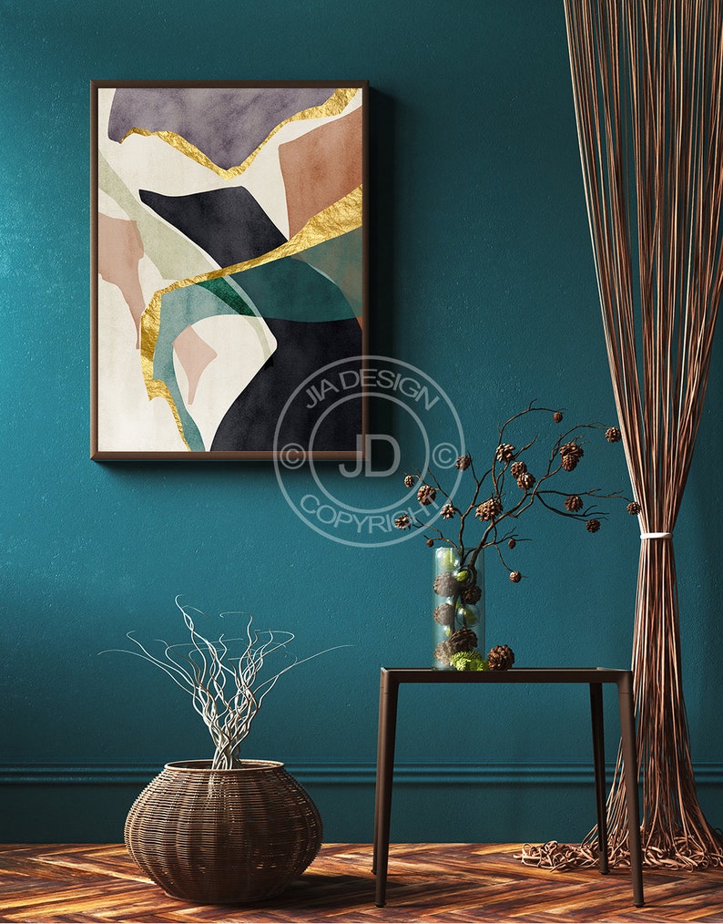 Modern Abstract Geometric Color Block Poster Canvas Art - Etsy