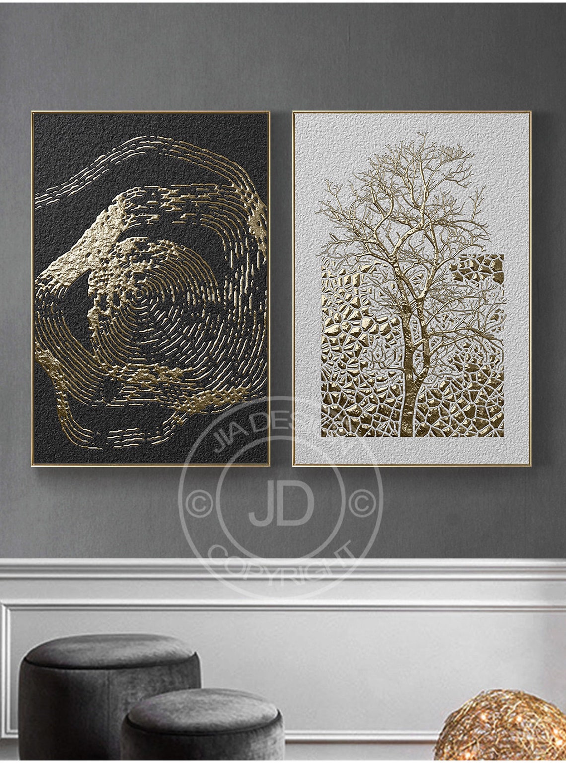 Luxury Gold Silver Series, Wall Art Printable, Digital Print Poster, 3D ...