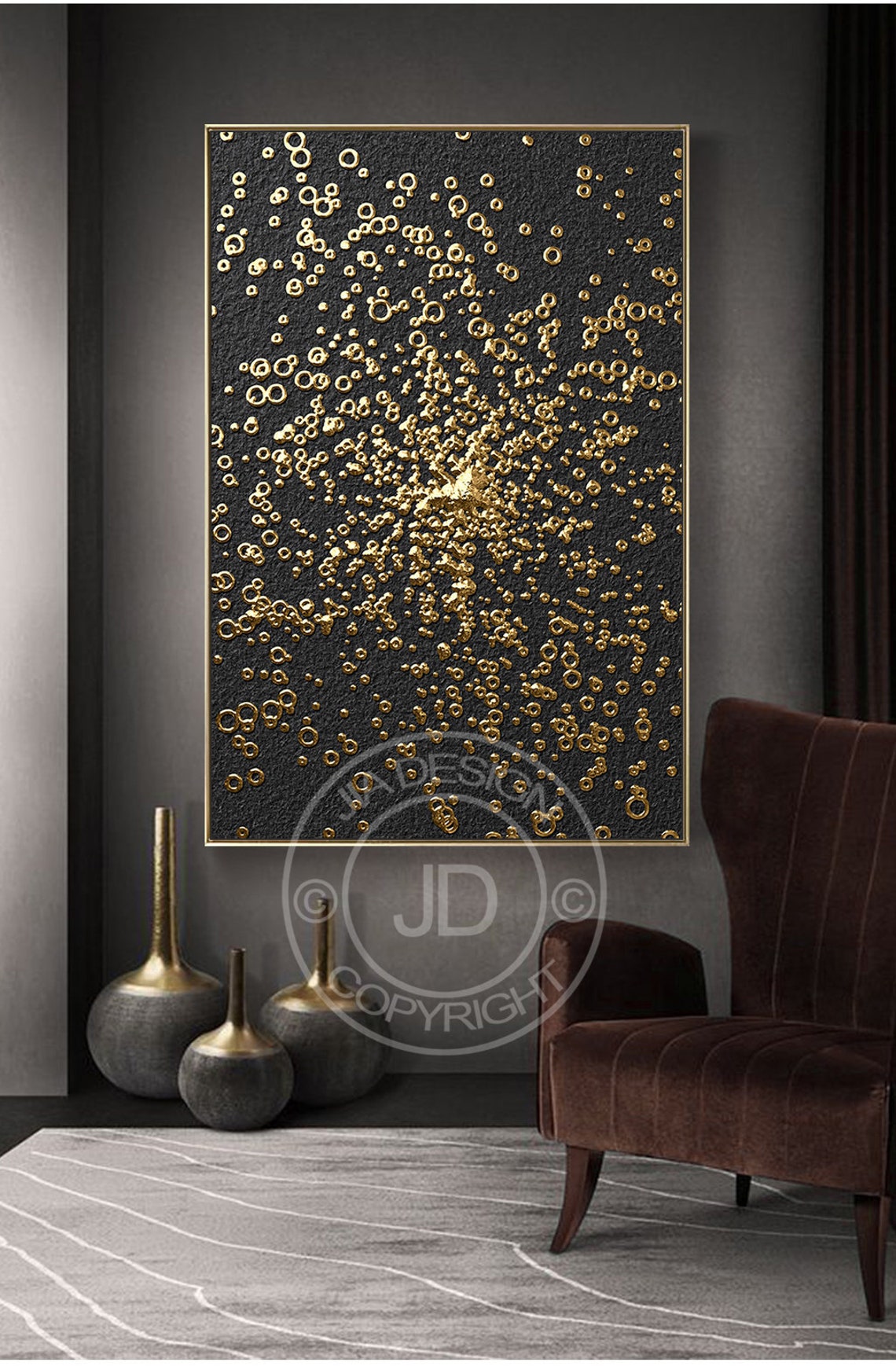 Gold Dot Happy Black White Background, Dripping Smear Gold Blink Luxury ...