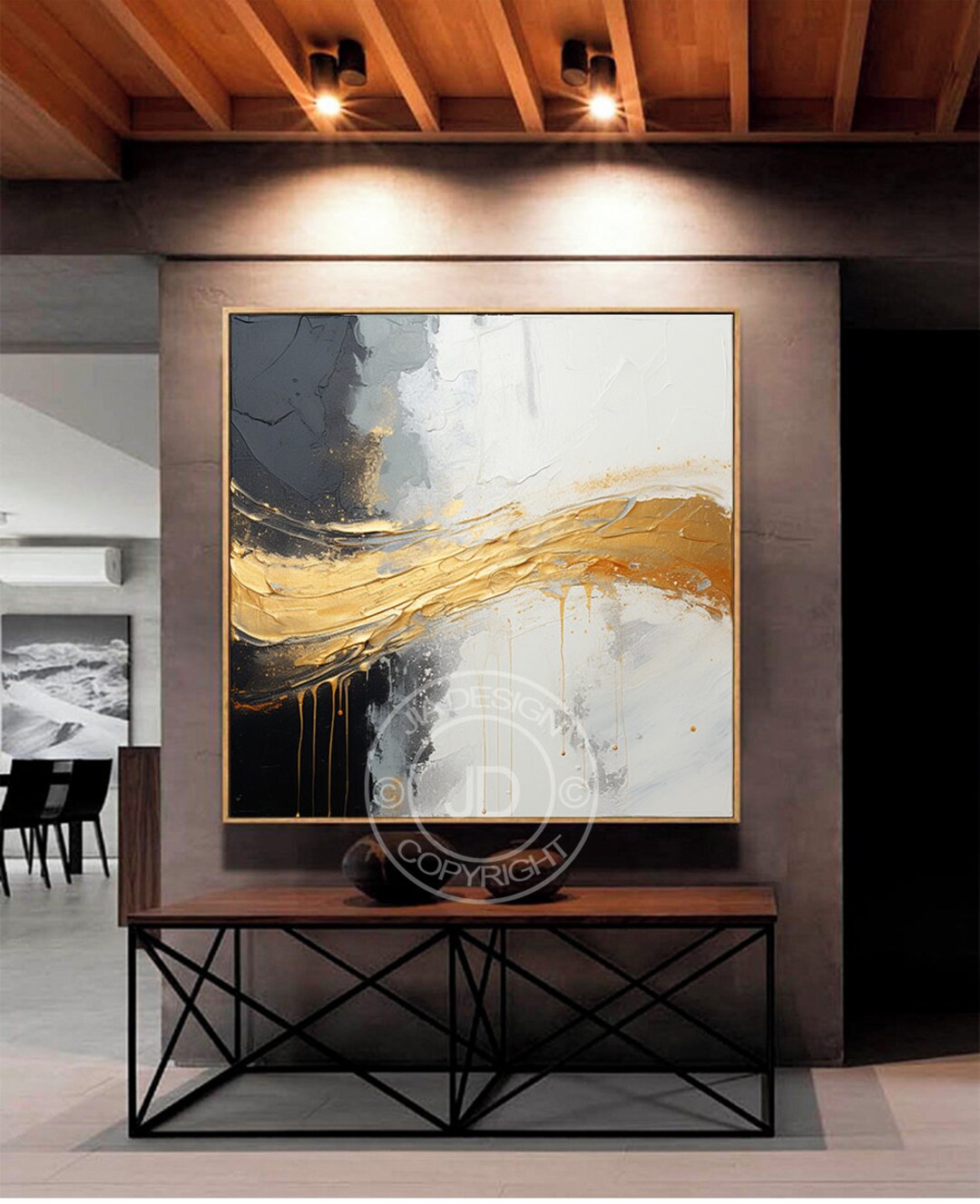 Printable Digital, Gold & Black Painting Abstract Painting, Detailed ...