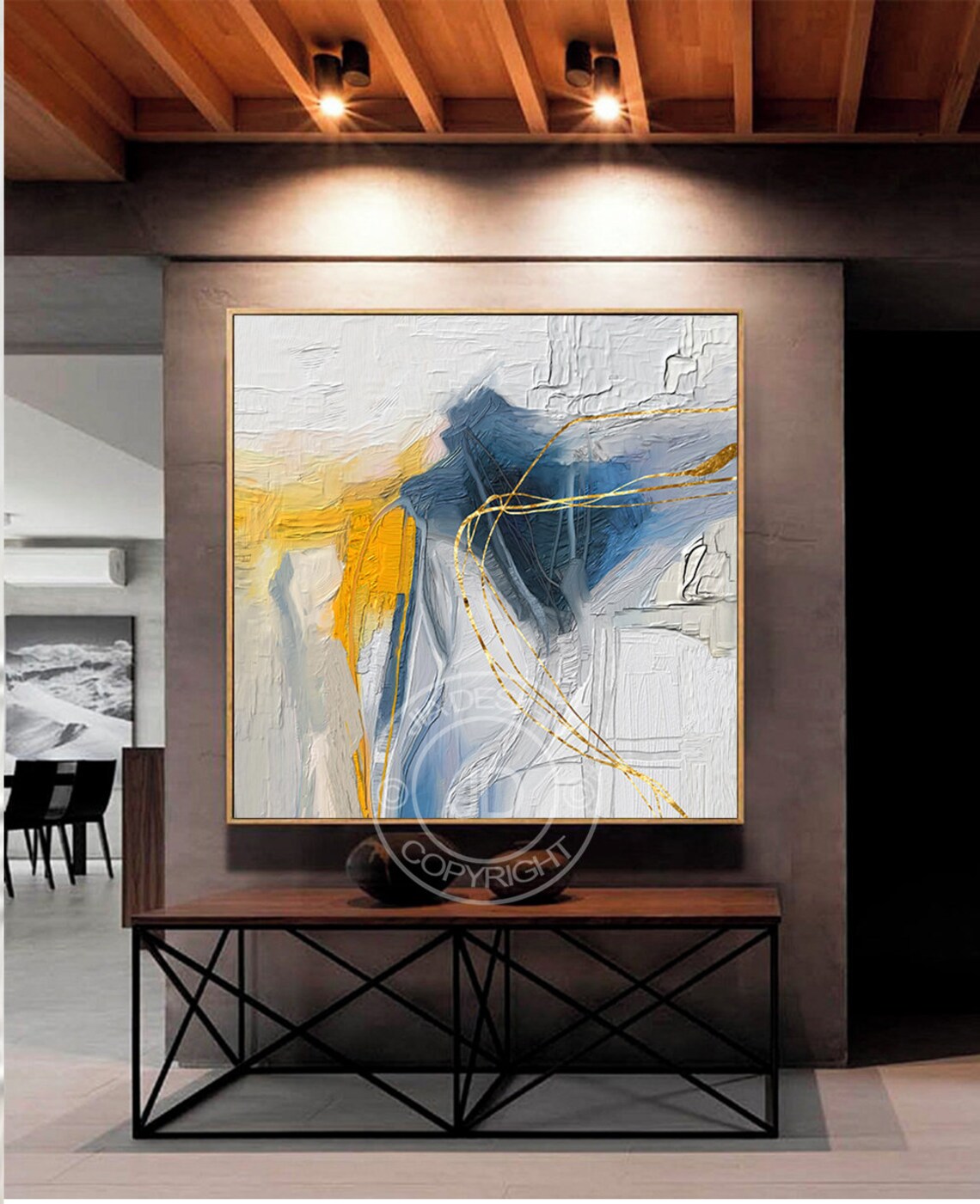 Abstract Bright White Yellow With Acrylics Strokes and Stains ...