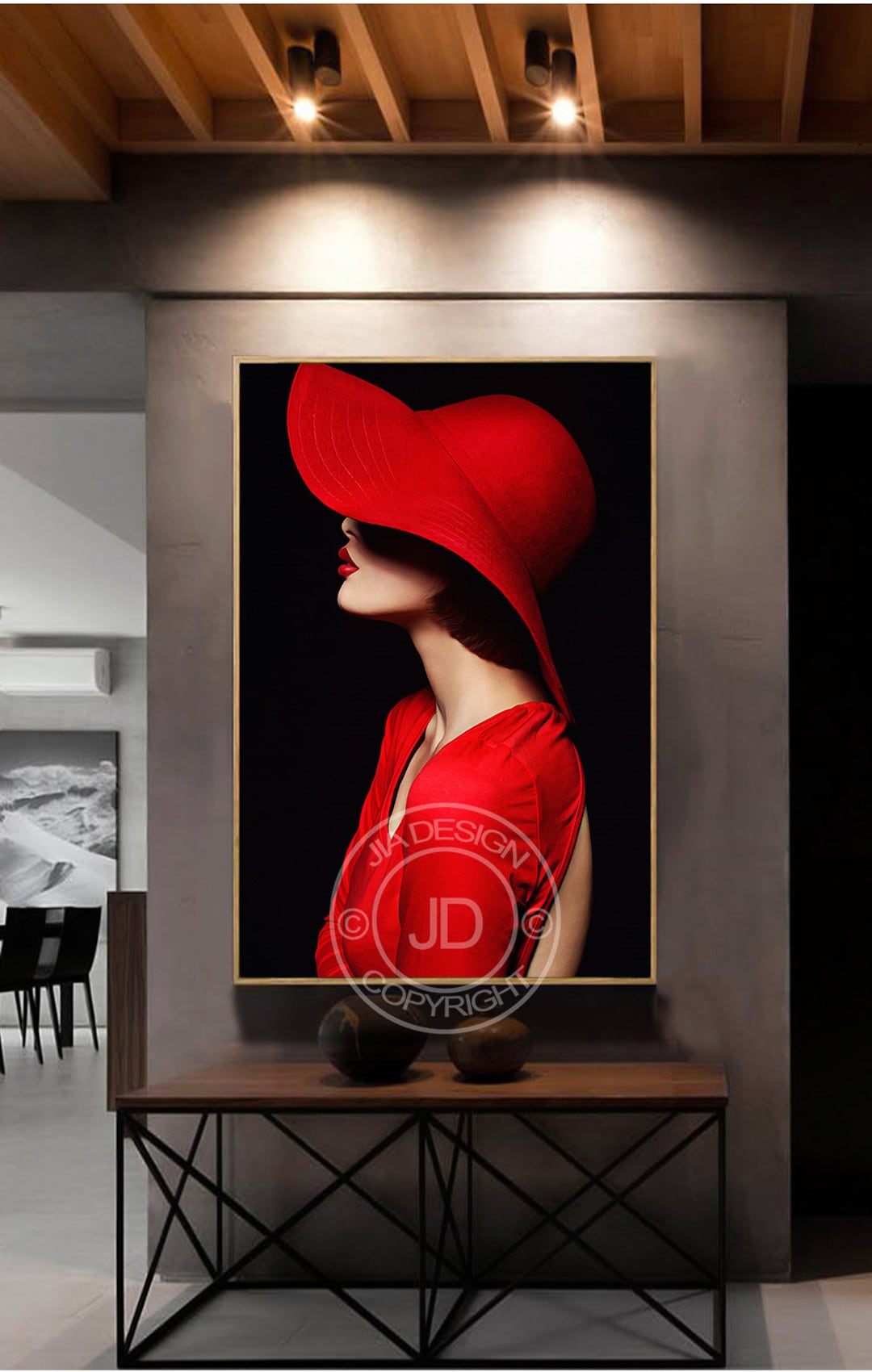 The Lady in Red Beautiful Young Woman Portrait Fashion Girl - Etsy