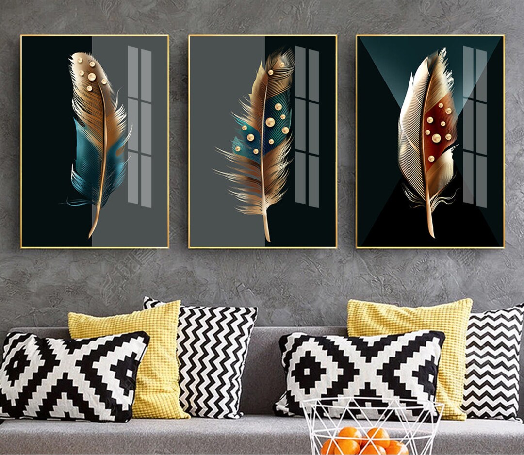 Set of 3 Feather Wall Art, Feather Print, Feather Prints Wall Art ...