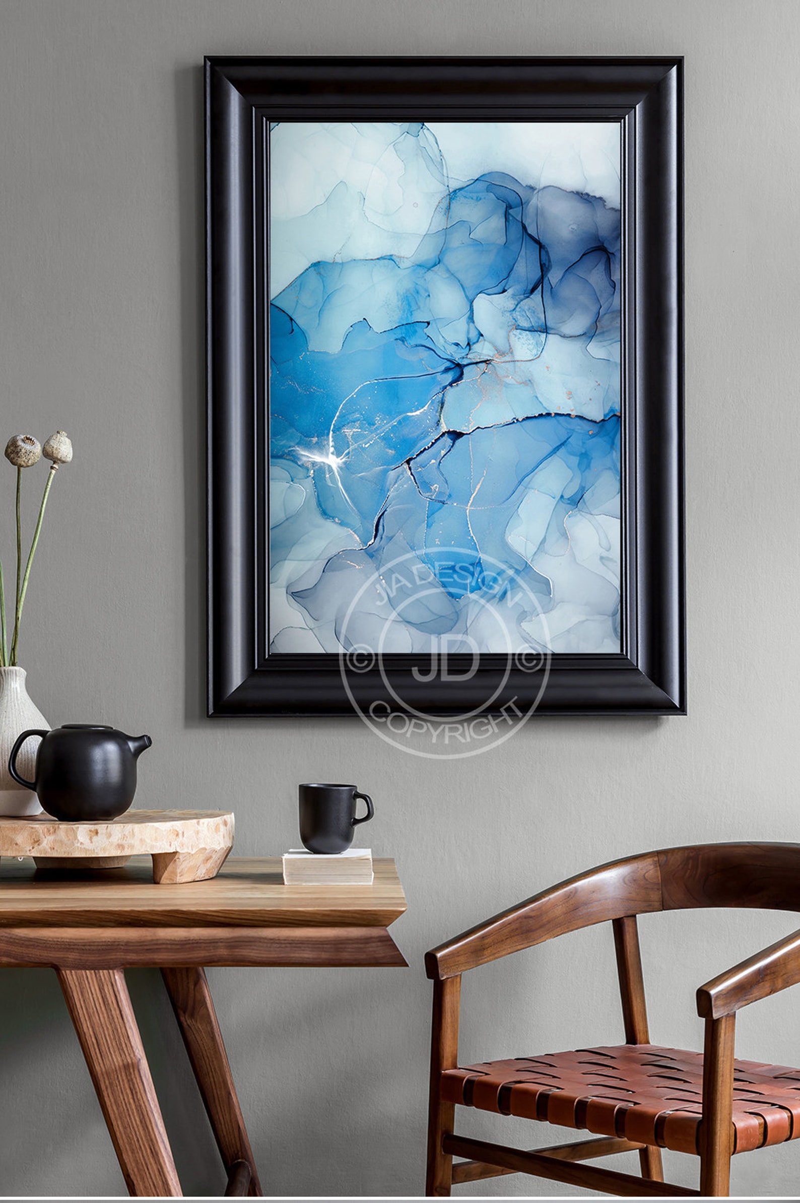 Abstract Alcohol Ink sea texture gold foil fluid ink | Etsy