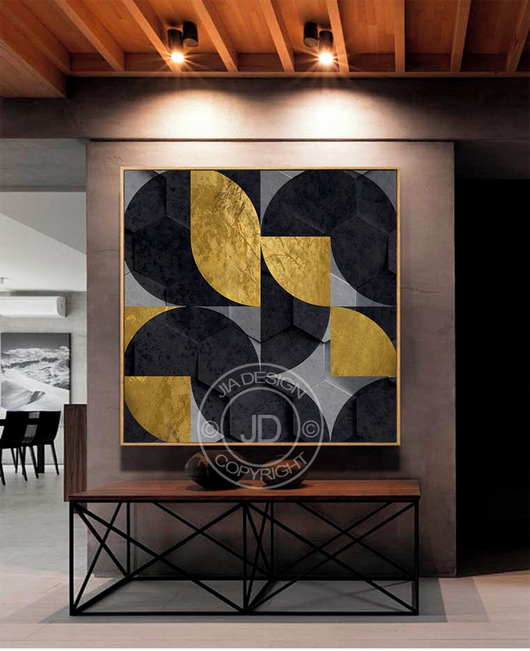 Abstract Geometric Pattern, Metal Poster Printable, Luxury Square Print ...