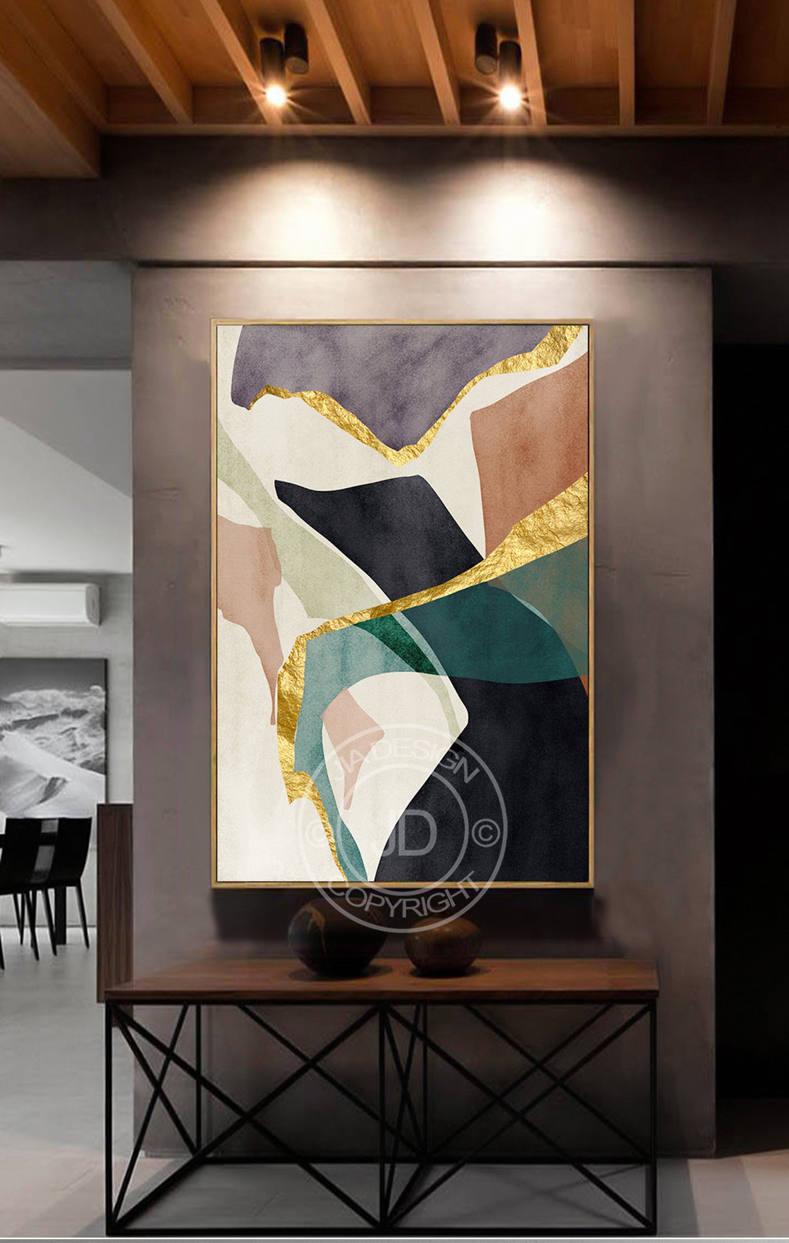 Modern Abstract Geometric Color Block Poster Canvas Art | Etsy