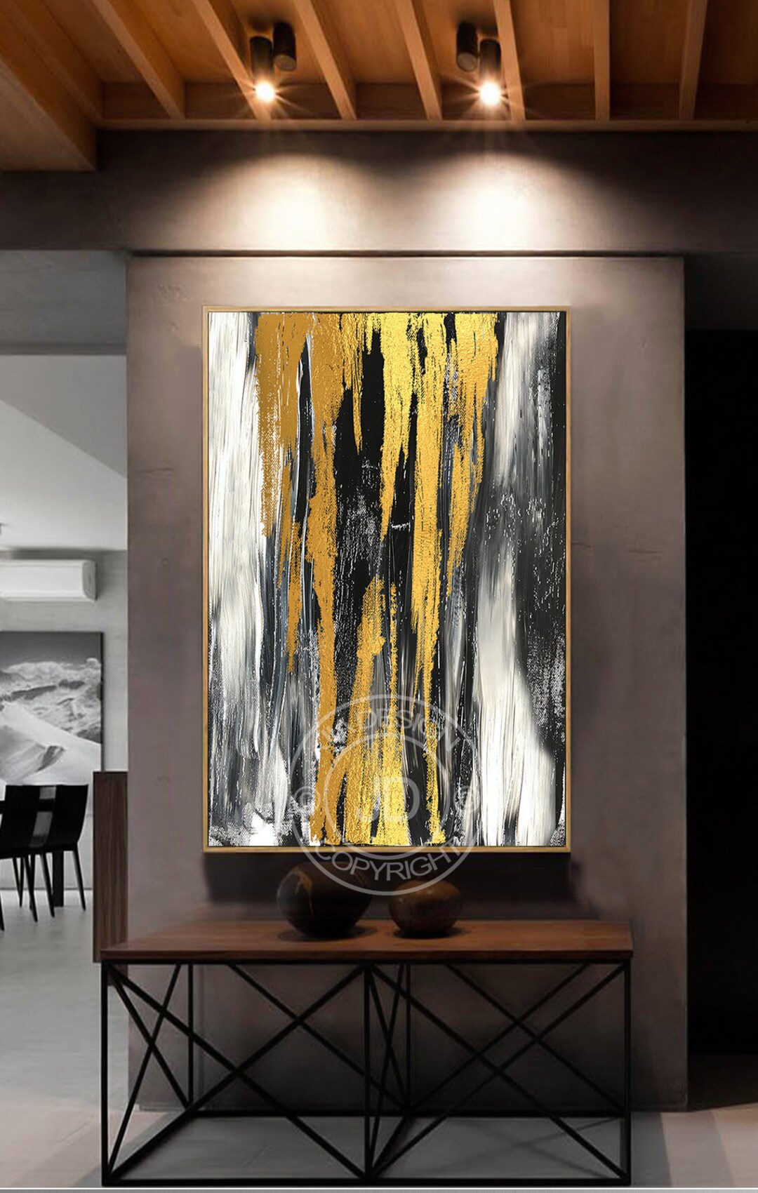 Modern Abstract Geometric Art, Gold Lines Poster Wall Decor, Abstract ...