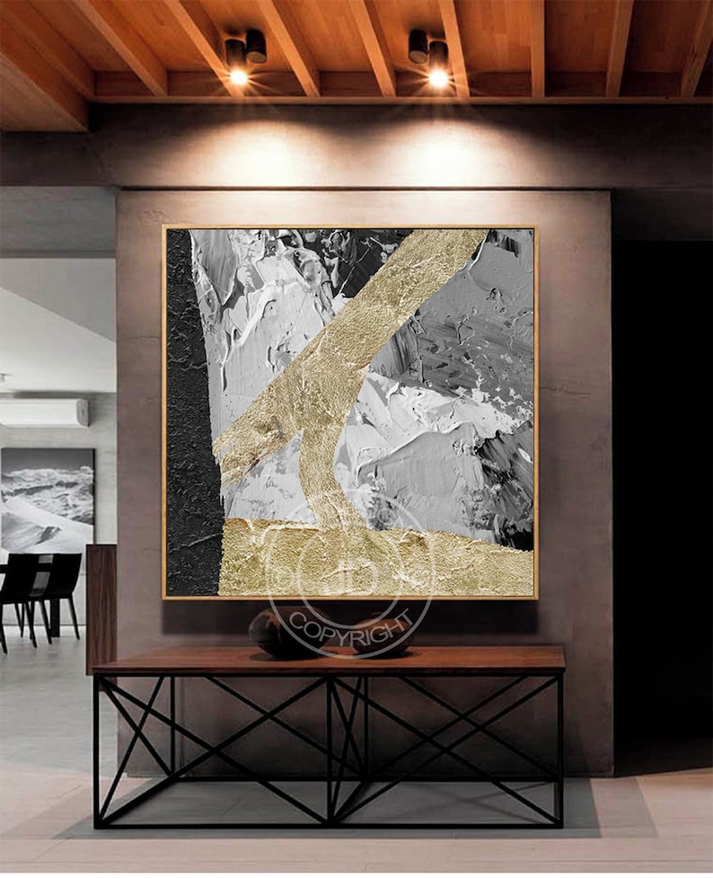 Abstract Modern Square Gold Black Painting Original Texture - Etsy