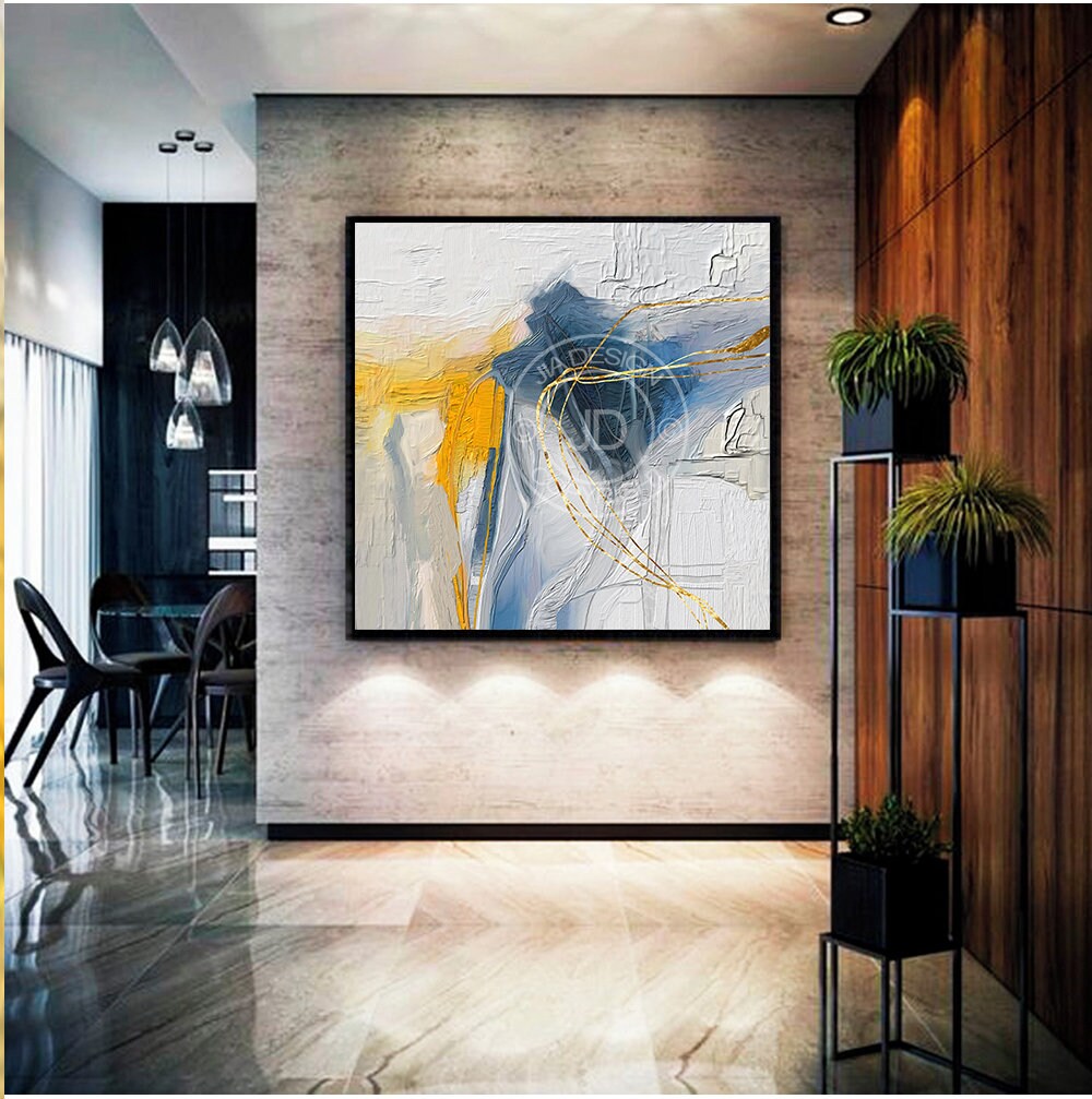 Abstract Bright White Yellow With Acrylics Strokes and Stains ...