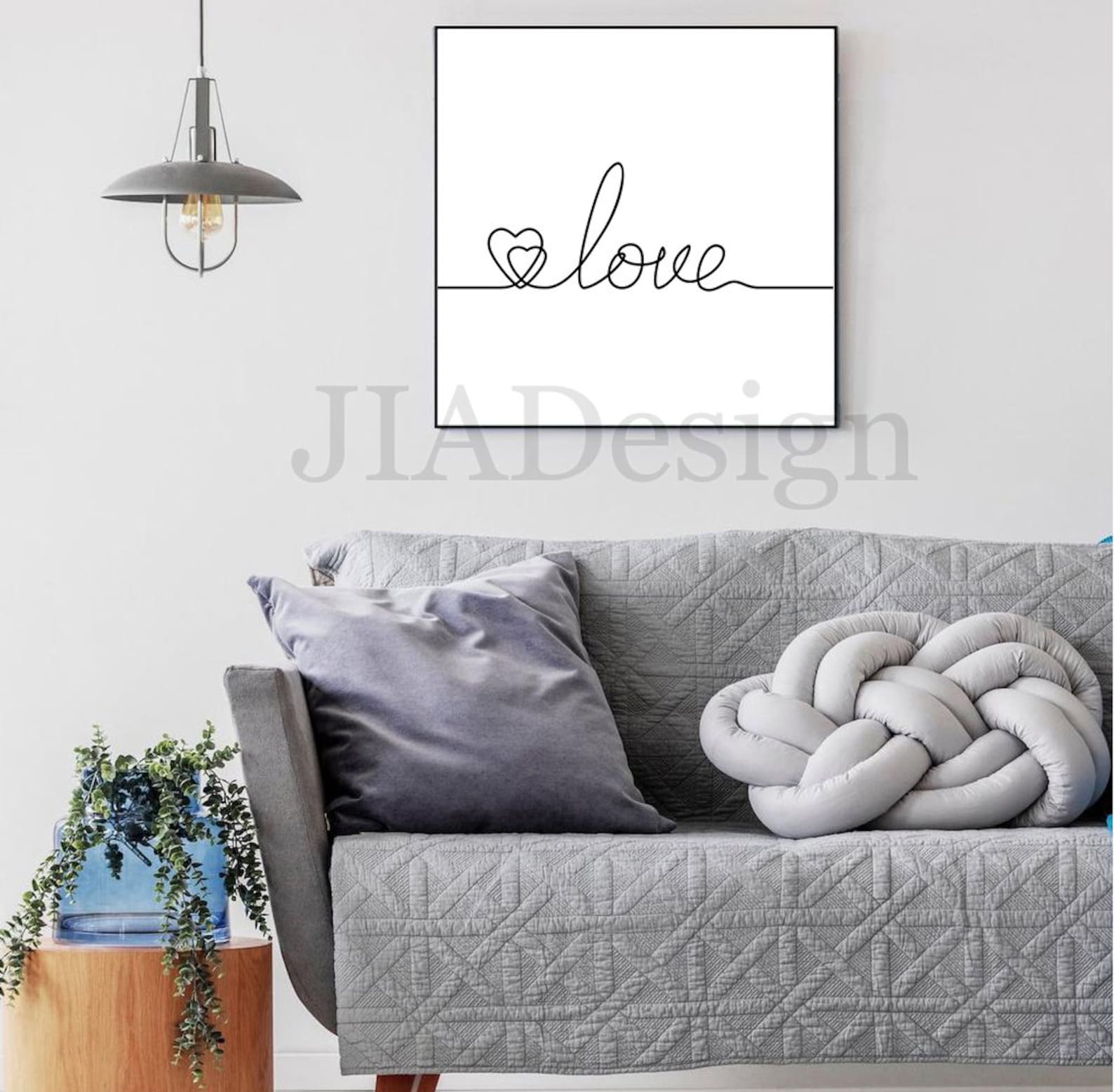 Continuous Lie Drawing of Two Hearts and Word Love, Black & White Line ...