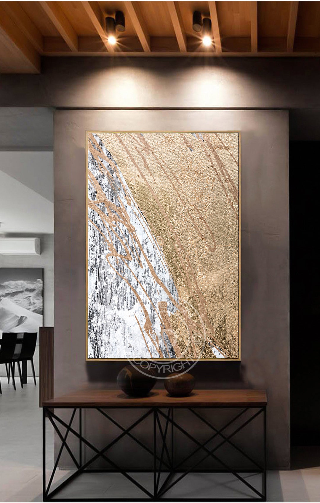 Luxury Wall Art, Highlights of Metallic Gold on Canvas Painting ...
