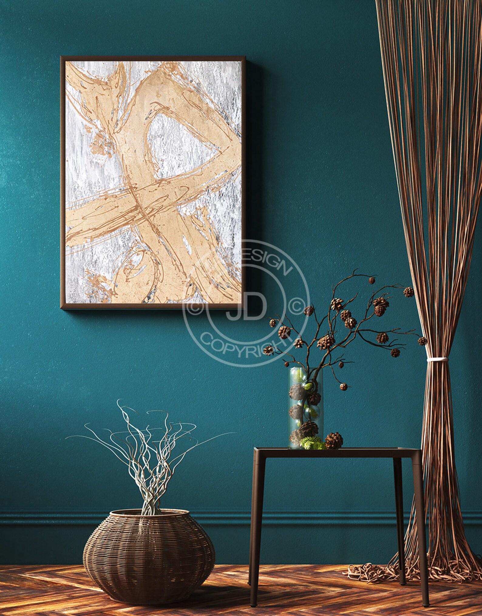 Abstract Brush Stock With Highlights of Metallic Gold on | Etsy