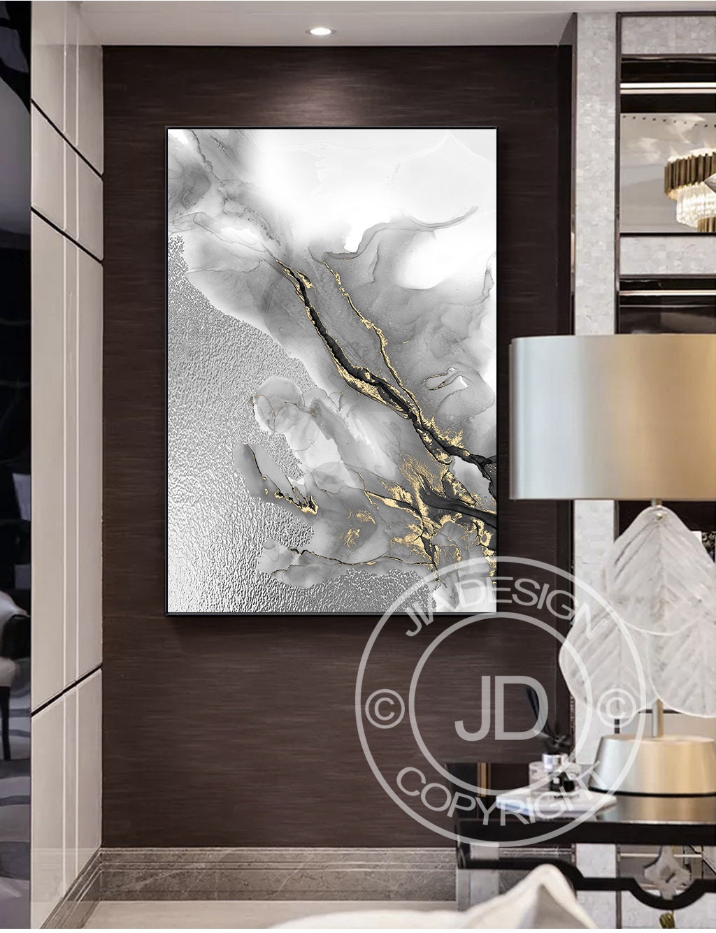 Abstract Gold Foil Luxury Black Ink Closeup of the Painting | Etsy