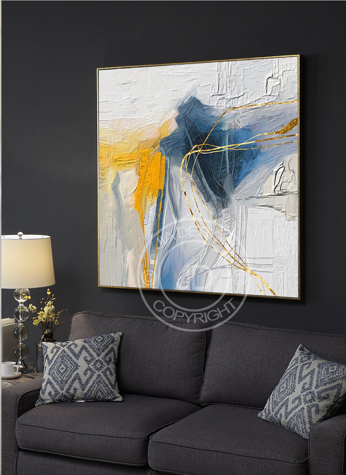 Abstract Bright White Yellow With Acrylics Strokes and Stains ...