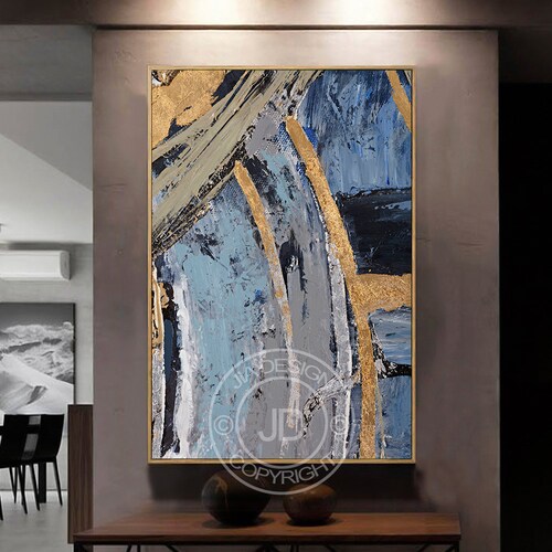 Abstract Blue and Gray Featured on Large Oil Painting Blend - Etsy