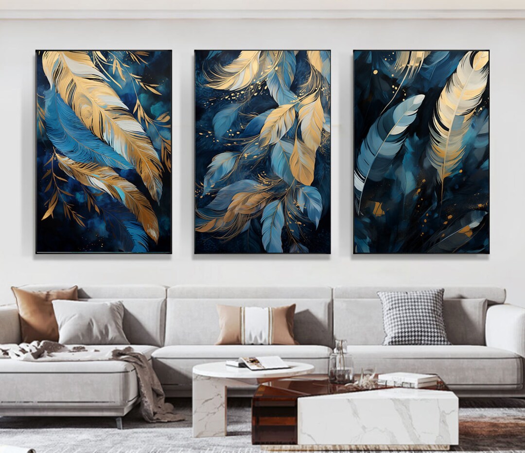 Feather Printable Set of 3 Feather Prints Downloadable - Etsy