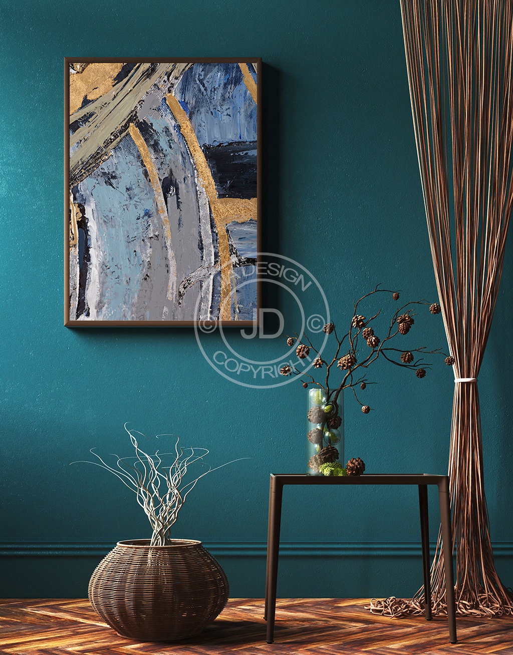 Abstract Blue and Gray Featured on Large Oil Painting Blend Together ...