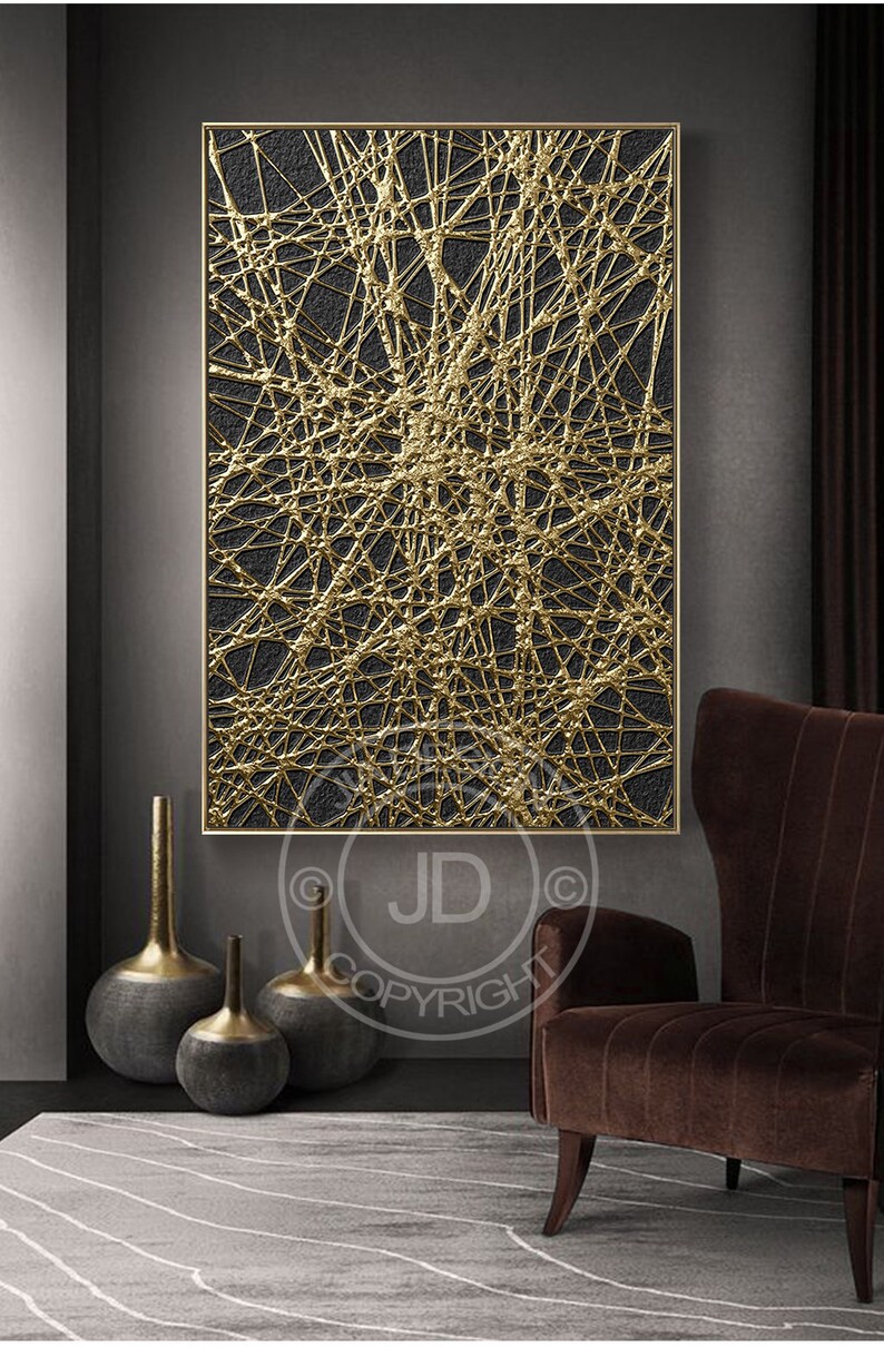 Abstract Gold Line Poster Luxury Gold Silver Series Wall Art | Etsy