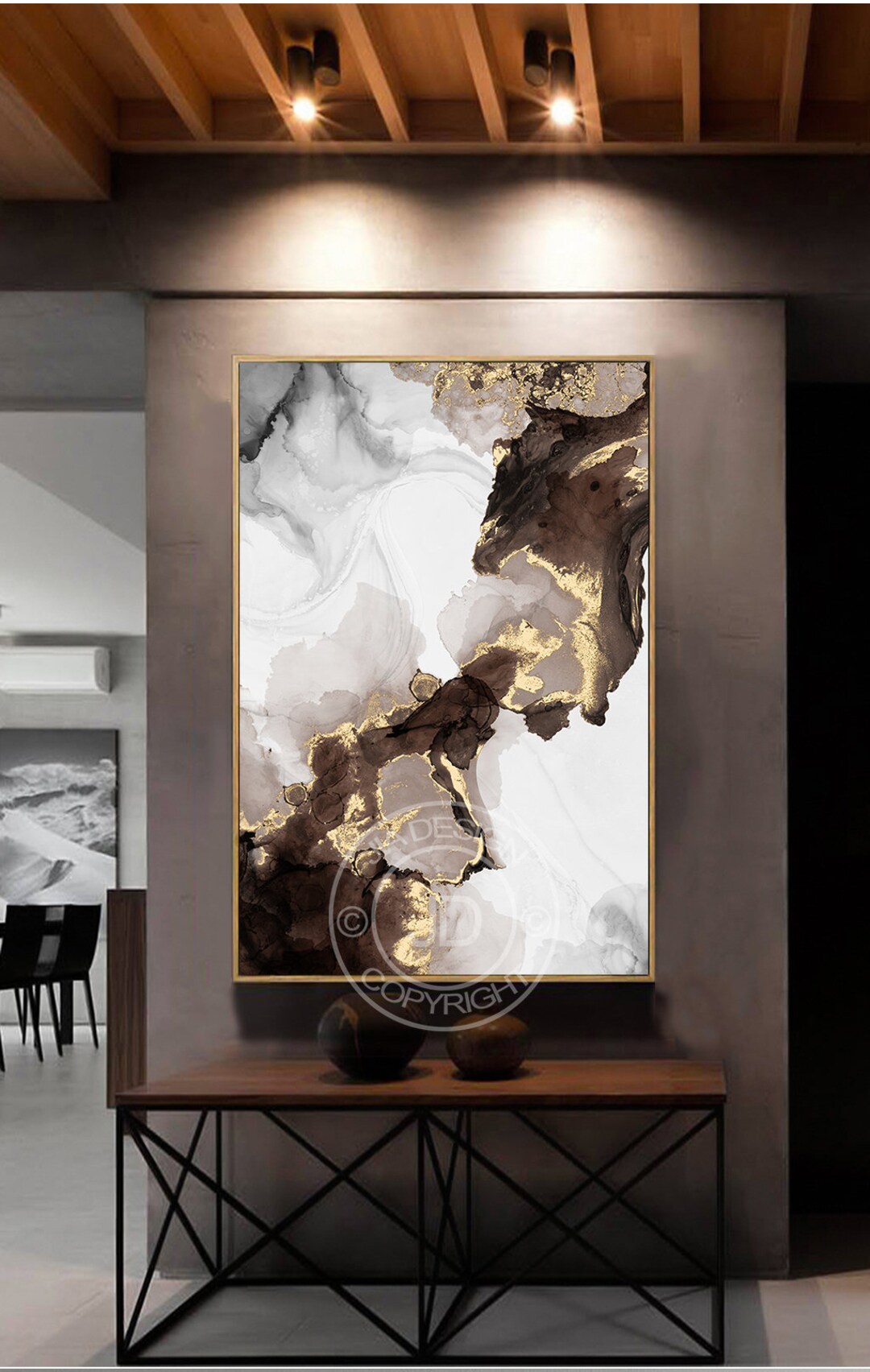 Modern Fluid Art, Ink Pattern, Abstract Alcohol Ink Technique Black and ...