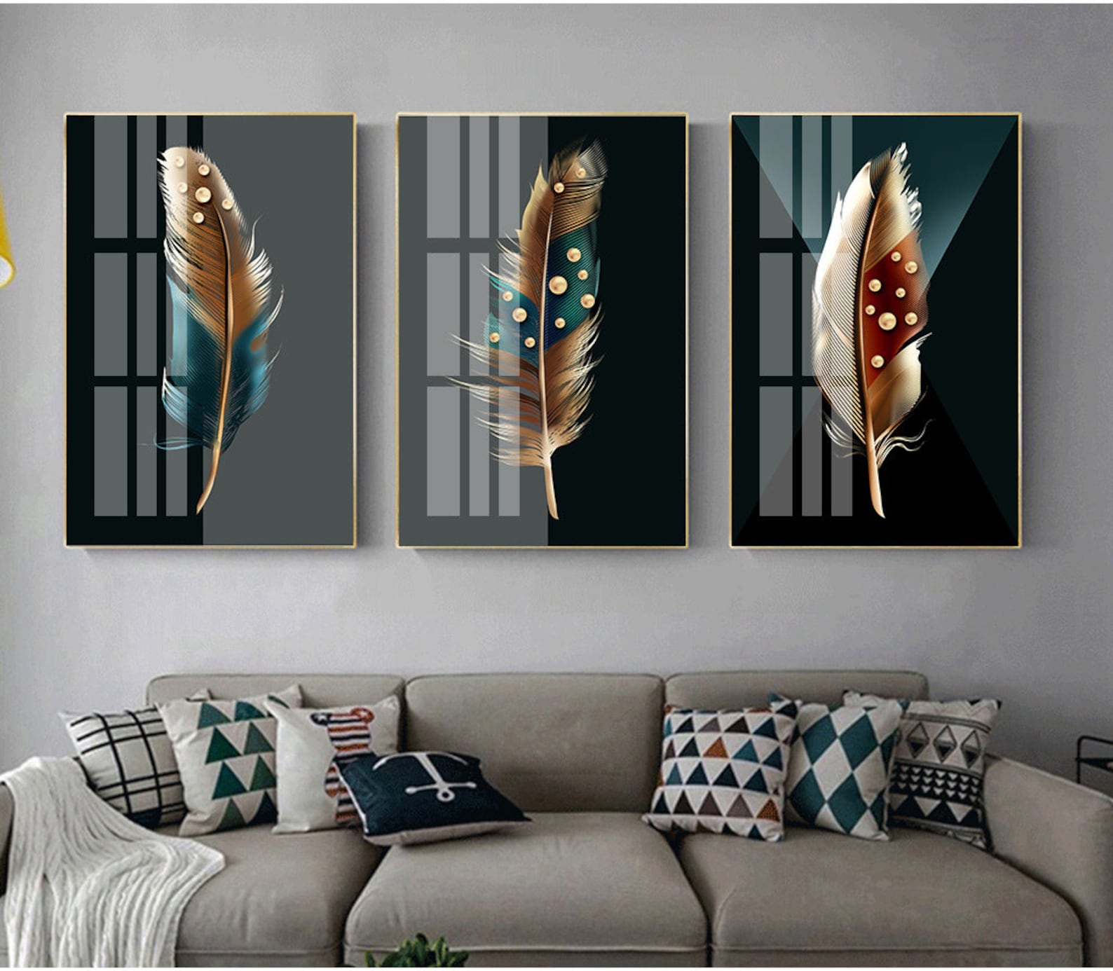 Set of 3 Feather Wall Art Feather Print Feather Prints Wall | Etsy