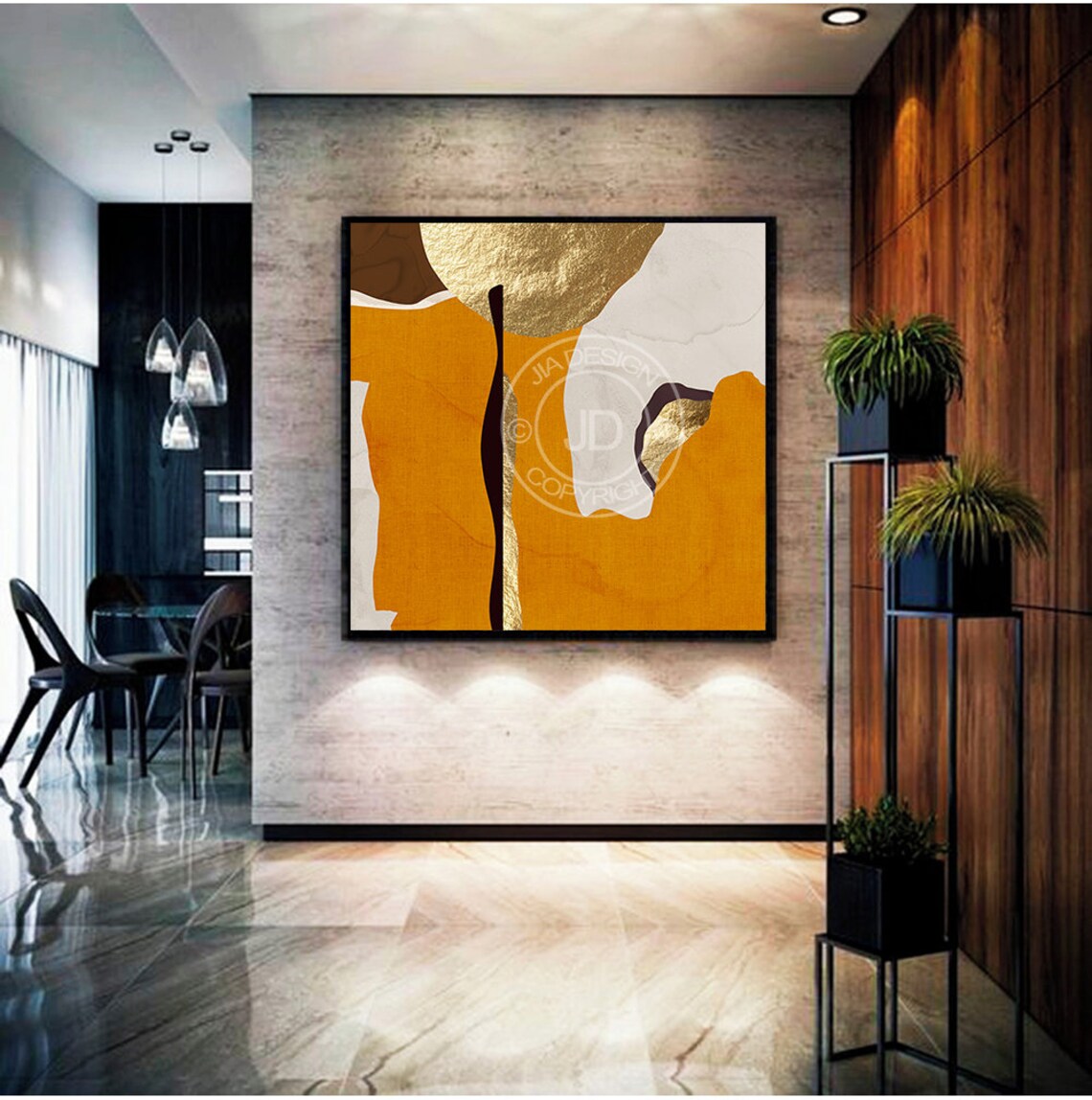 Abstract Golden Wall Art Painting Modern Simple Ink Painting - Etsy