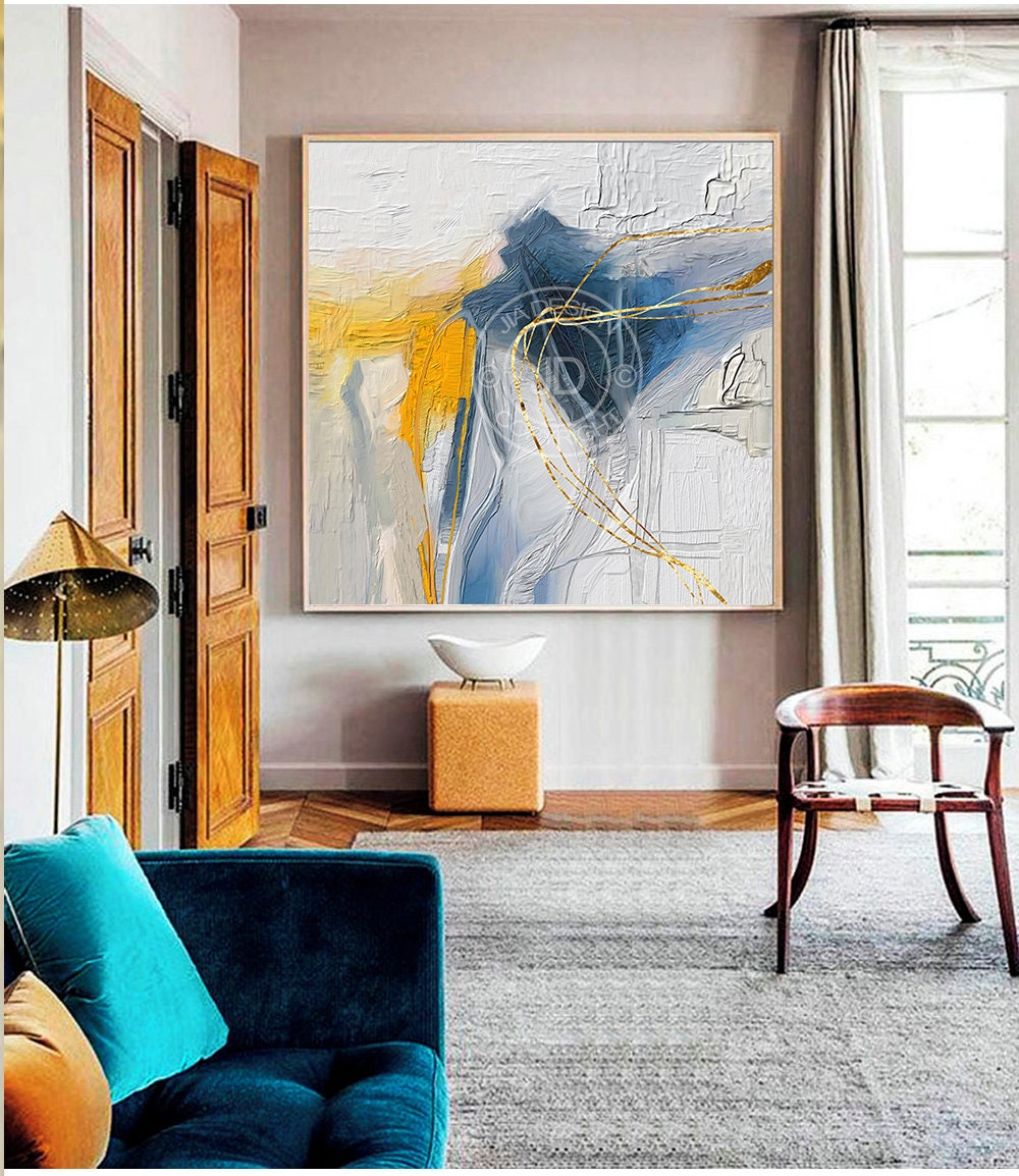 Abstract Bright White Yellow With Acrylics Strokes and Stains ...