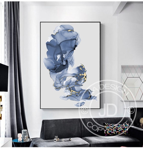 Abstract Blue Watercolor Paint Ethereal Swirl Turquoise | Etsy