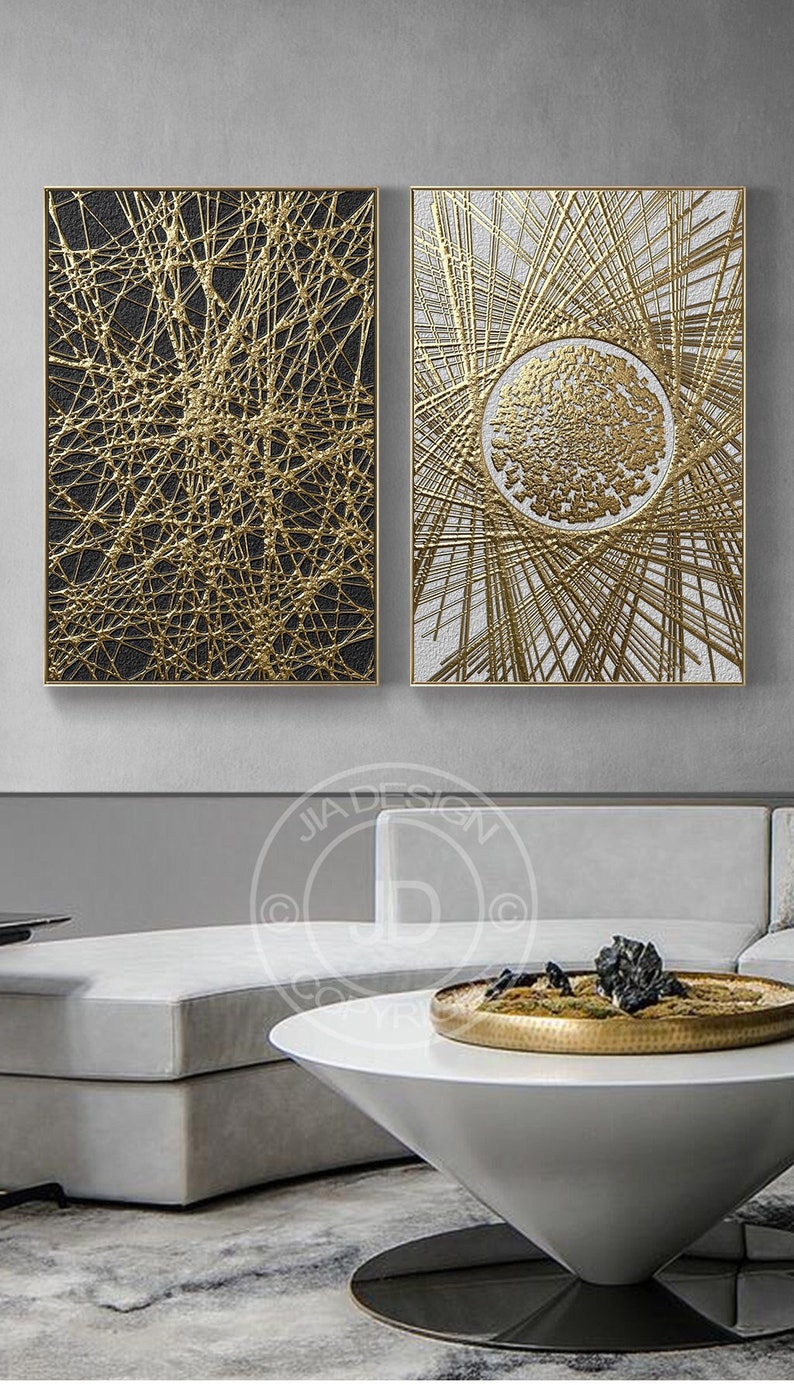 Abstract Gold Line Poster Luxury Gold Silver Series Wall Art | Etsy