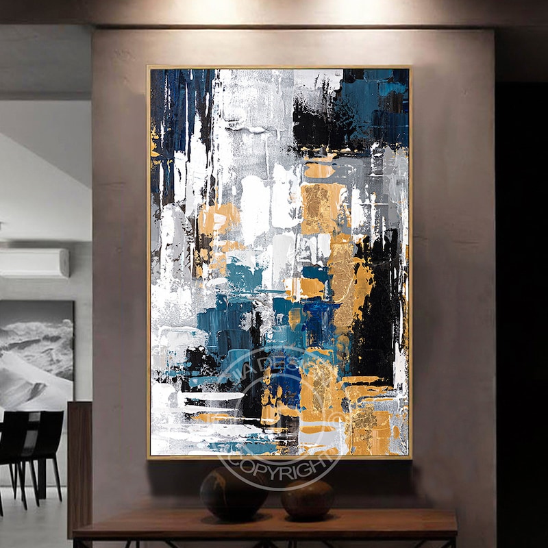 Blue Gold Wall Art - Etsy