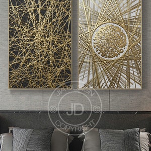 Abstract Gold Line Poster Luxury Gold Silver Series, Wall Art Printable ...