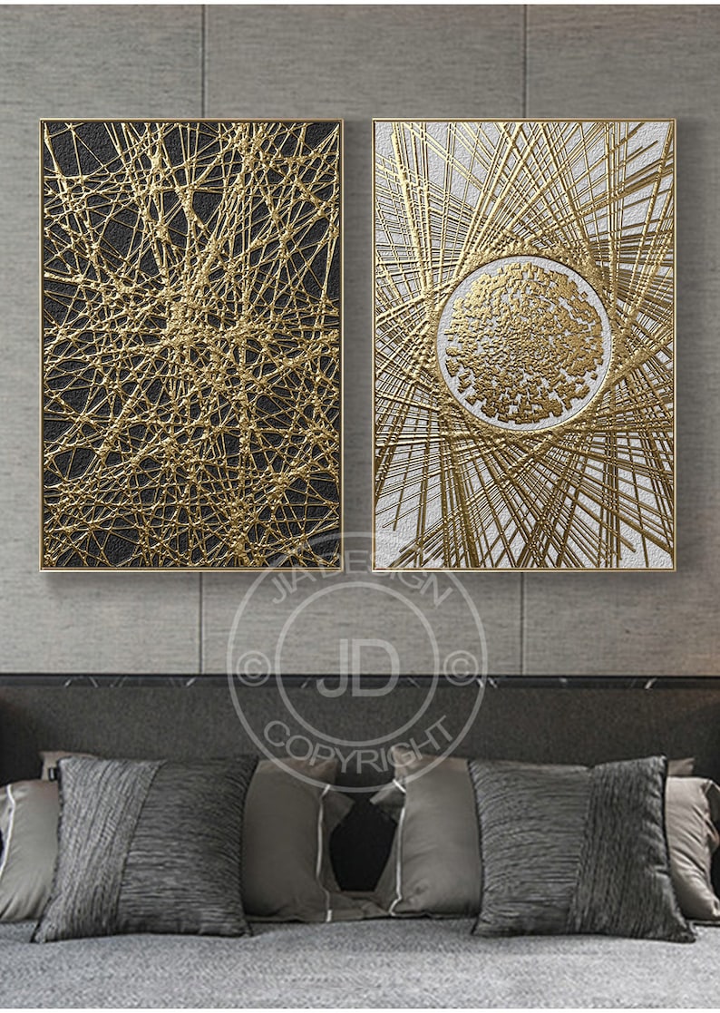 Abstract Gold Line Poster Luxury Gold Silver Series Wall Art - Etsy