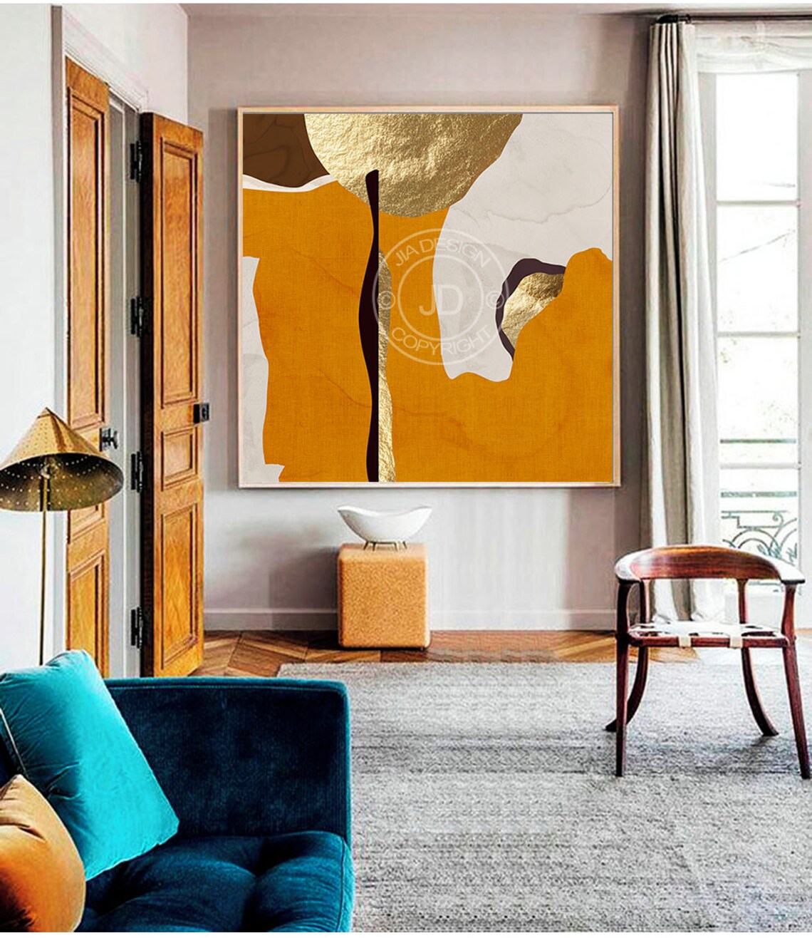 Abstract Golden Wall Art Painting Modern Simple Ink Painting - Etsy