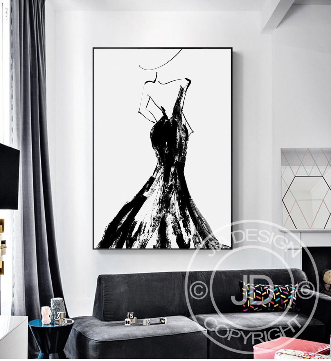 Abstract Black & White Original Modern Luxury Beauty Dress for | Etsy