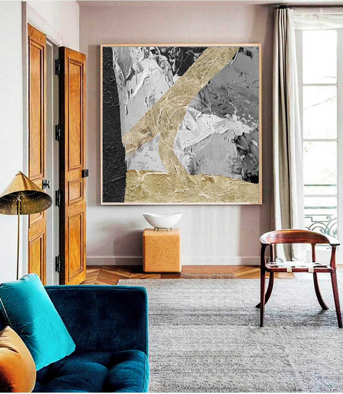 Abstract Modern Square Gold Black Painting Original Texture - Etsy