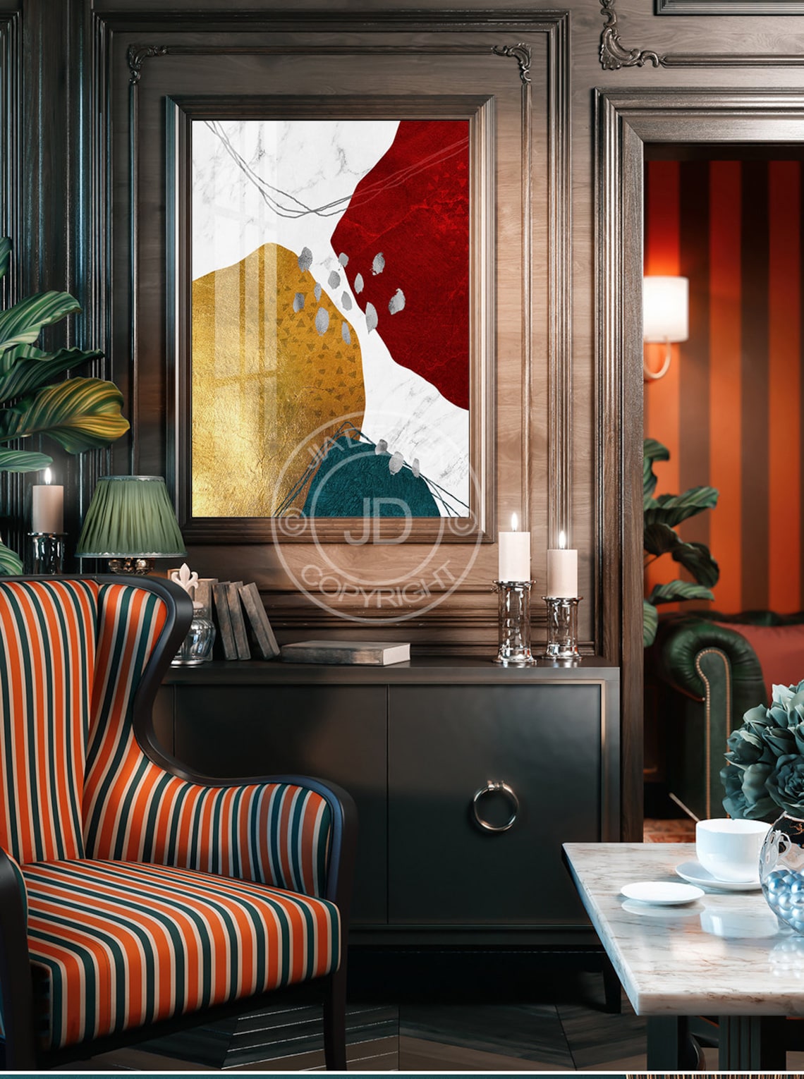 Abstract Teal Red Wall Art Prints Digital Download Color - Etsy