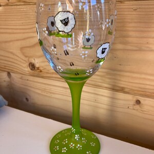 Hand Painted Sheep Wine Glass Washable - Etsy