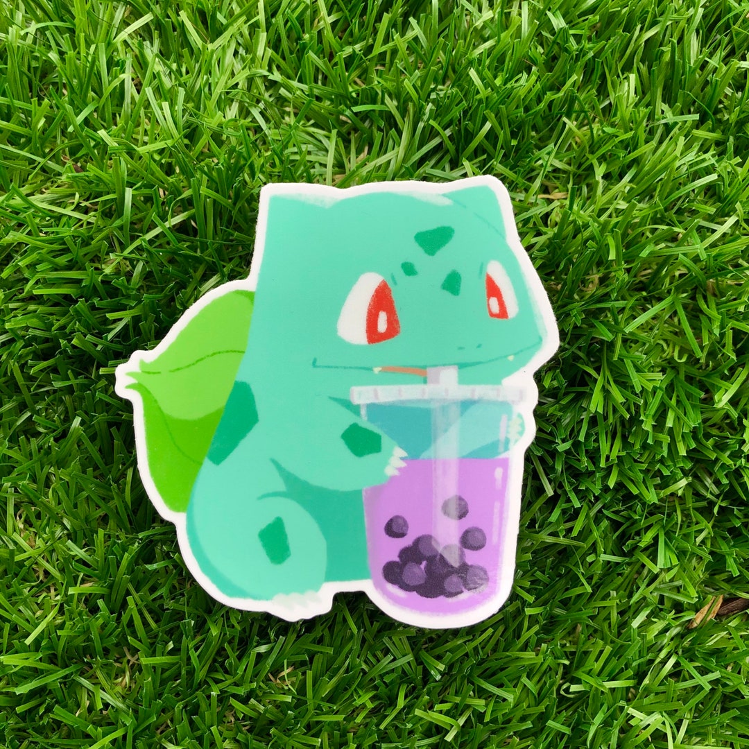 Pokémon Bulbasaur Holding Taro Boba Tea Sticker - Etsy