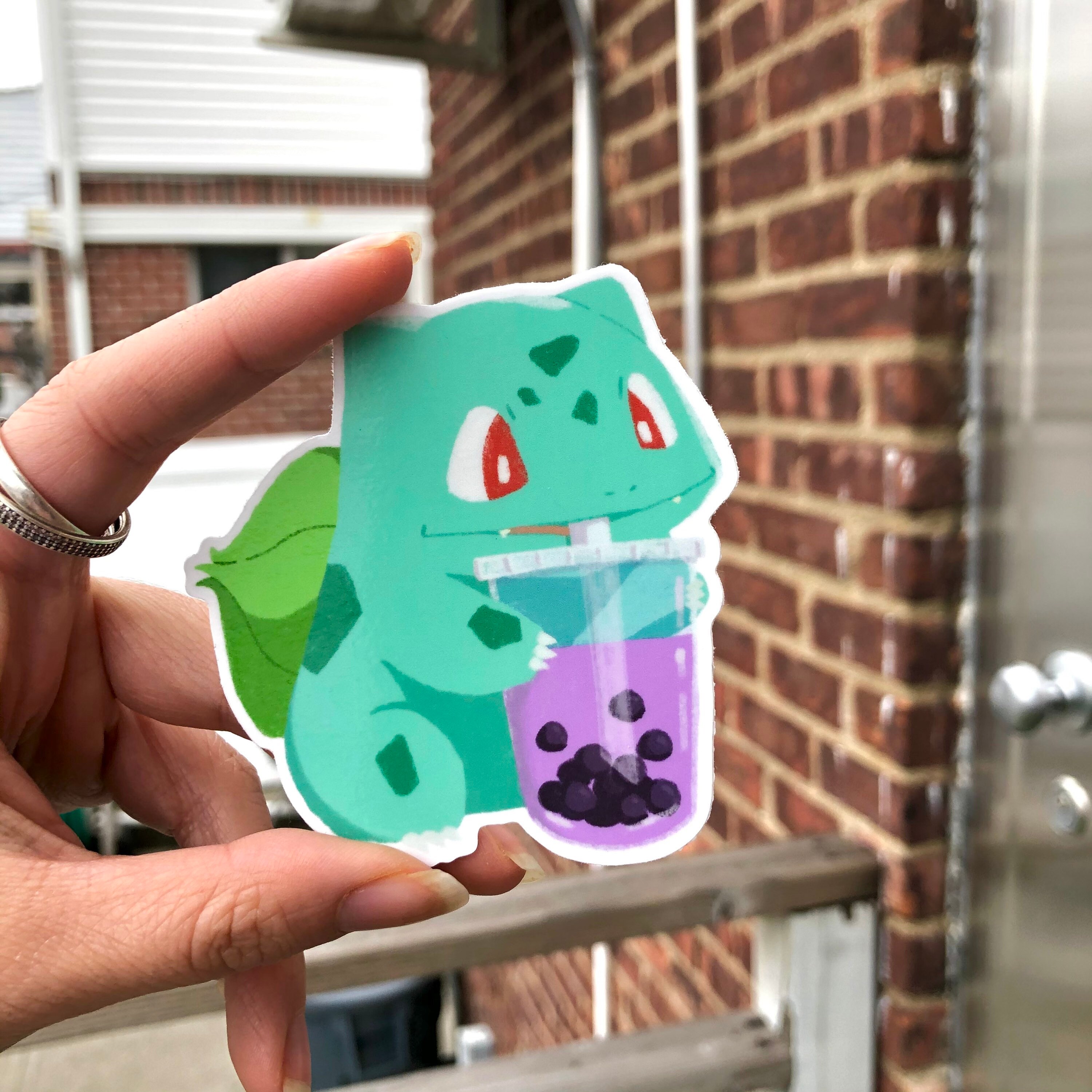 Pokémon Bulbasaur Holding Taro Boba Tea Sticker - Etsy