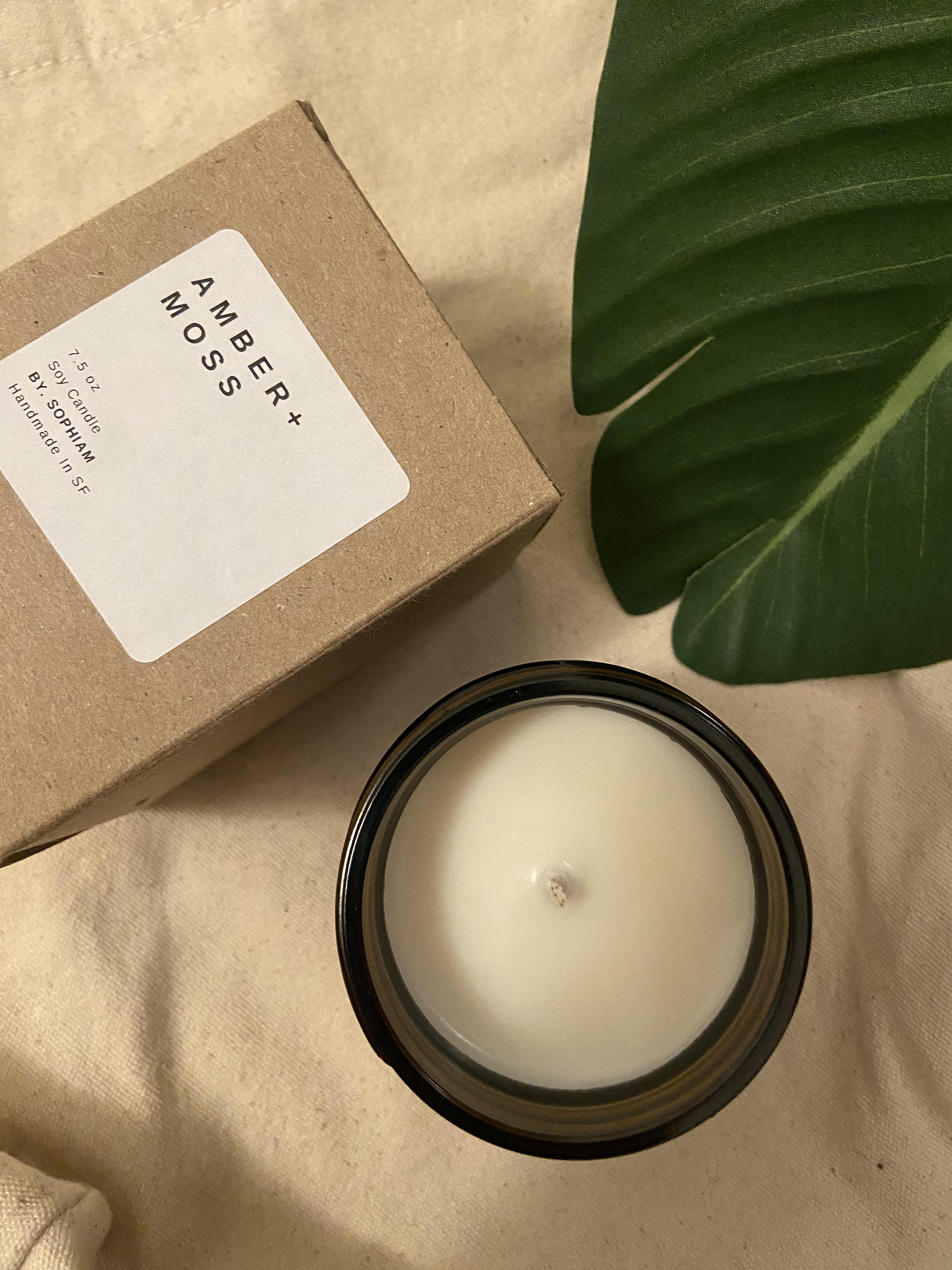 Amber + Moss 7.5 Oz Standard Amber Jar Candle, Handmade Soy Candle ...